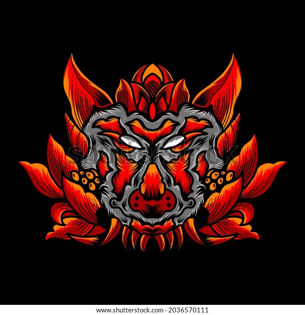 Red Wolf Head Graphic Design Ornament Stock Vector (Royalty Free ...