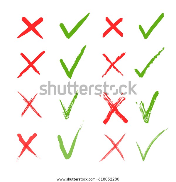 Red X Green Checkmark Symbols Yes Stock Vector (Royalty Free) 618052280