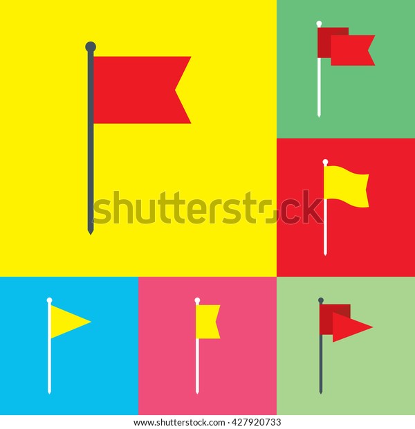 Red Yellow Flag Icons Flat Style Stock Vector (Royalty Free) 427920733 ...