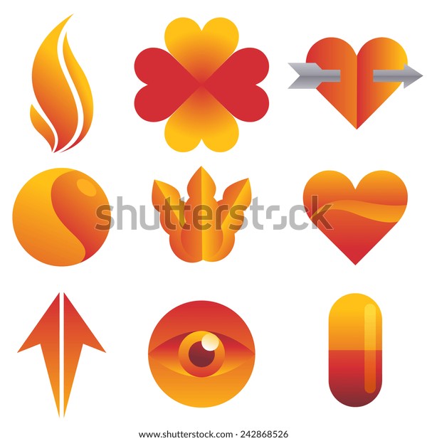 Red Yellow Icon Set Stock Vector (Royalty Free) 242868526 | Shutterstock