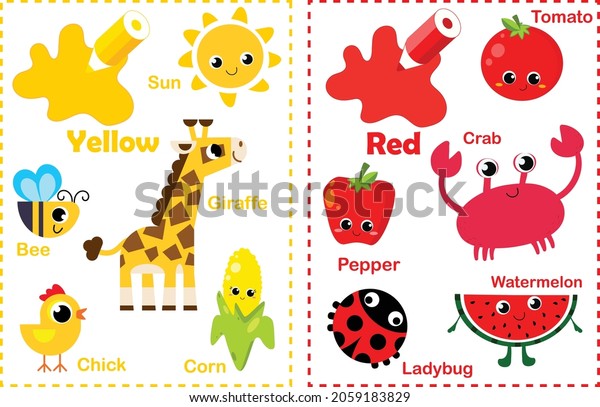Red Yellow Learn Color Education Set Stock Vector (Royalty Free ...