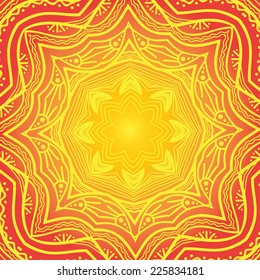 Red Yellow Ornamental Background Round Patternvector Stock Vector ...