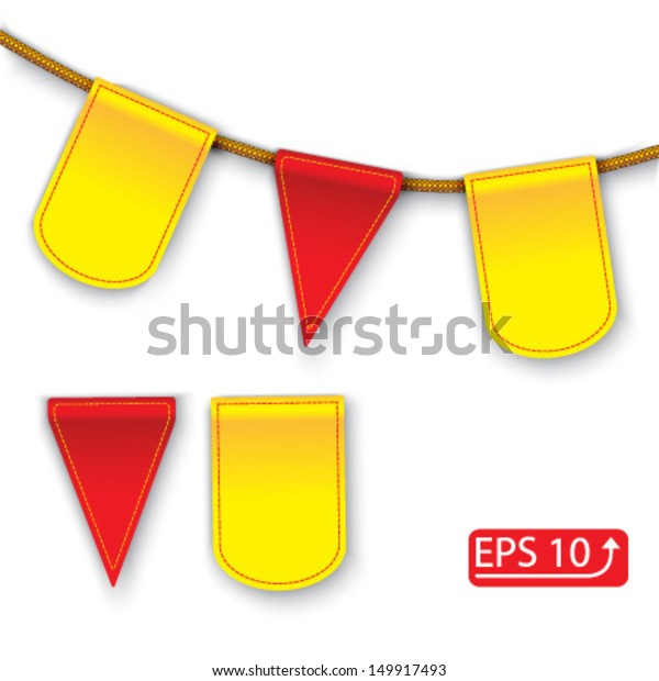 Red Yellow Paper Flags On Golden Stock Vector (Royalty Free) 149917493