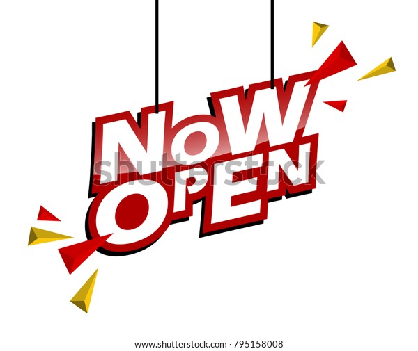 Red Yellow Tag Now Open Stock Vector (Royalty Free) 795158008