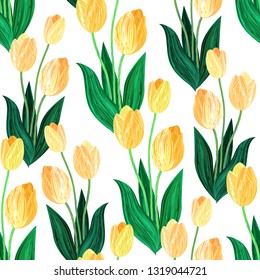 Seamless Pattern Tulip Flower Background Template Stock Vector (Royalty ...