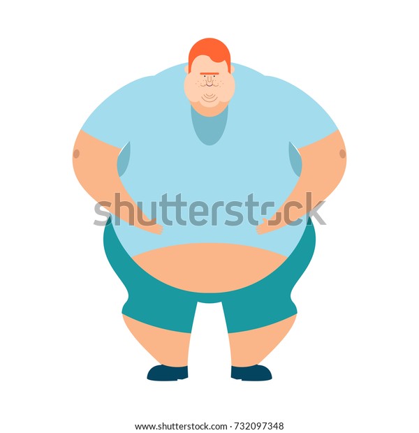 Redhead Fat Guy Glutton Thick Man Stock Vector (Royalty Free) 732097348
