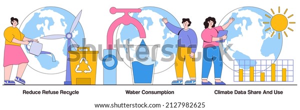 Vektor Stok Reduce Reuse Recycle Water Consumption Climate (Tanpa ...
