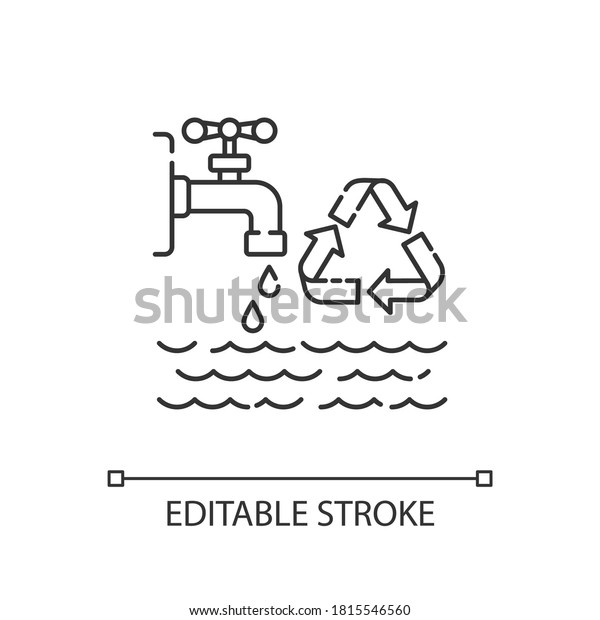 Reducing Water Use Linear Icon Zero Stock Vector (Royalty Free ...