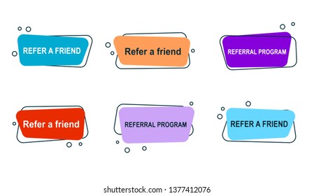 Refer Friend Badges Referral Program Badgemarketing Stock Vector ...
