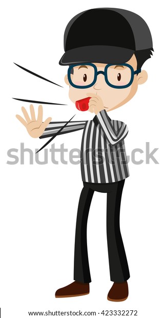 Referee Blowing Red Whistle Illustration Stock Vector (Royalty Free ...