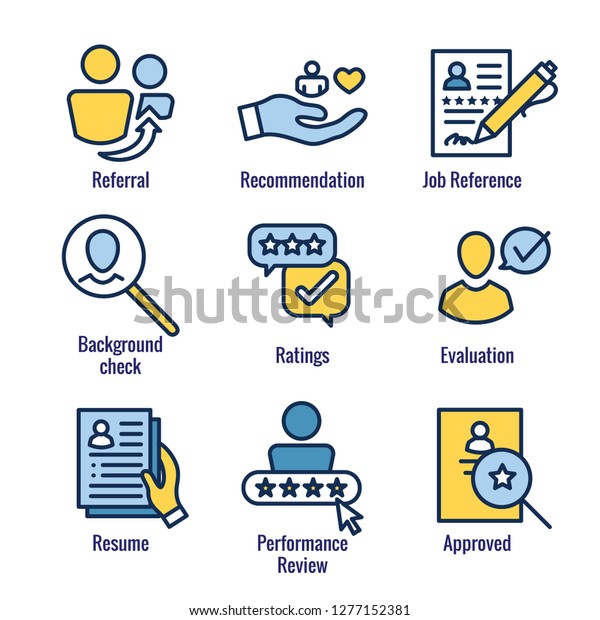 Referral Job Reference Icon Set Recommendations Stock Vector (Royalty ...