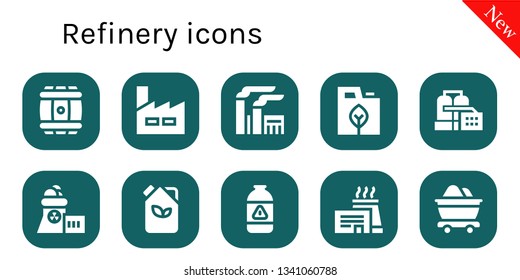 Refinery Icon Set 10 Filled Refinery Stock Vector (Royalty Free ...