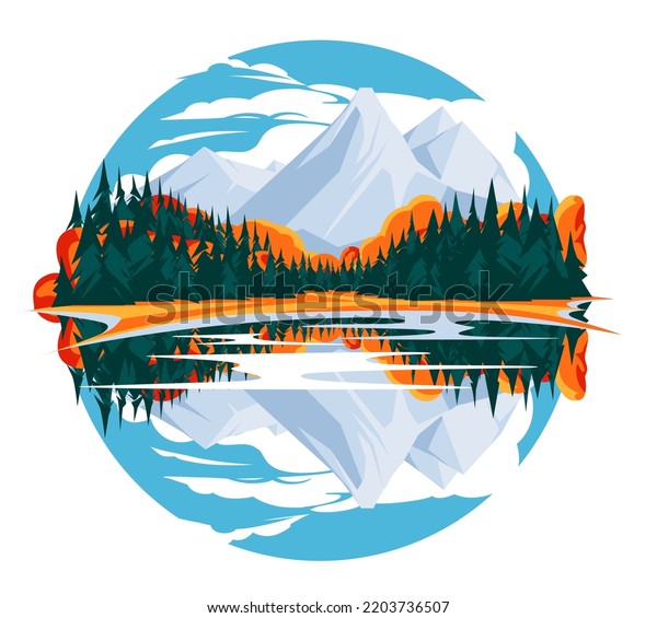 Reflection Autumn Forest Autumn Lake Clean Stock Vector (Royalty Free ...