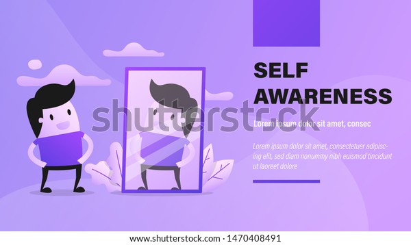 Reflection Self Awareness Business Presentation Background Stock Vector ...