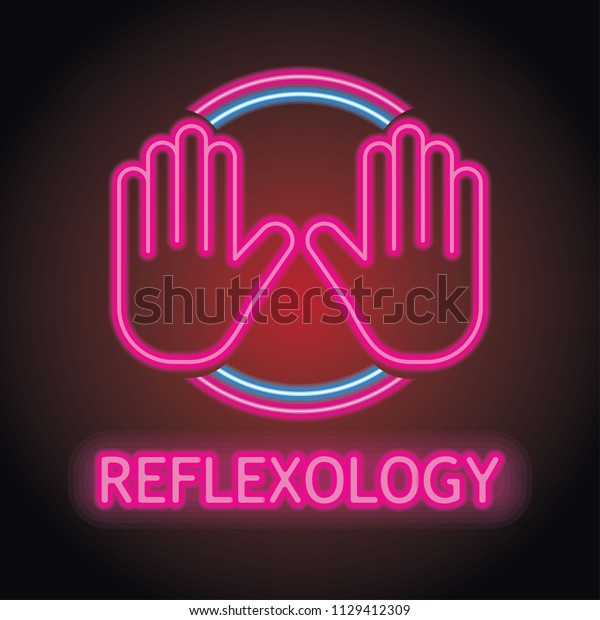 Reflexology Zone Therapy Logo Neon Sign: vector de stock (libre de ...