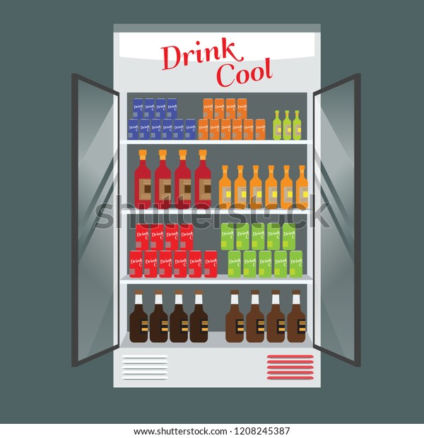 Refrigerated Supermarket Display Case Full Multiple Stock Vector ...