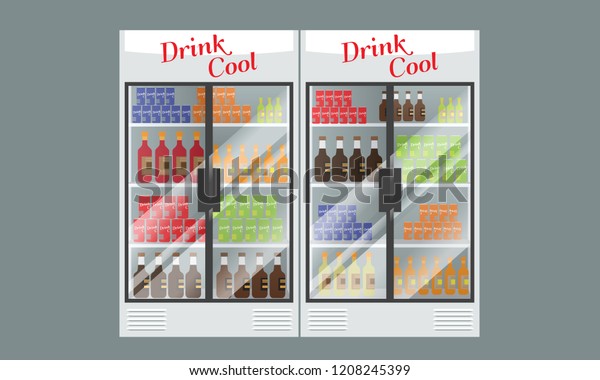 Refrigerated Supermarket Display Case Full Multiple Stock Vector ...