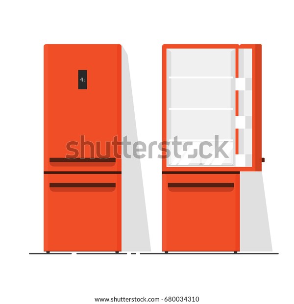 Refrigerator Empty Vector Illustration Flat Cartoon Stock Vector ...