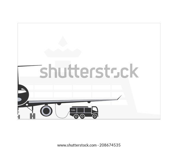 Refueling Plane On Airport Vector Illustration Stock Vector (Royalty ...