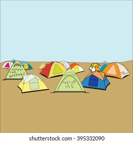Refugee Camp Stock Vector (Royalty Free) 395332090