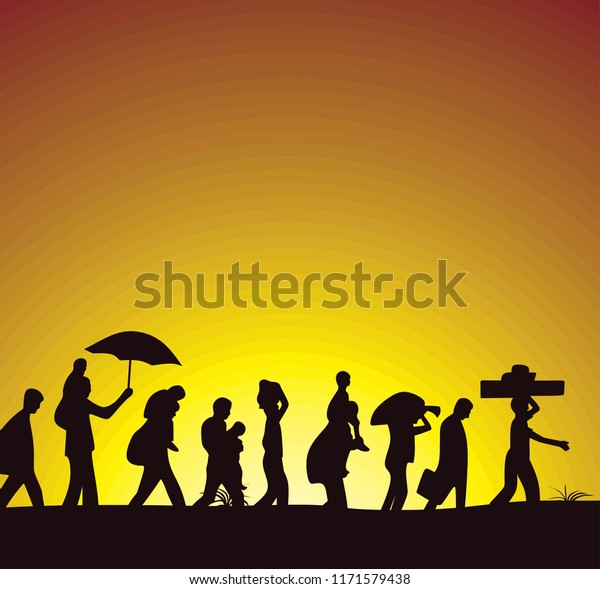 Refugee Silhouette Illustration Stock Vector (Royalty Free) 1171579438