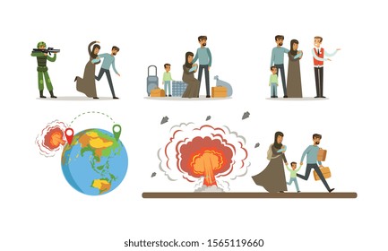 Refugees Escaping War Toward Host Country Stock Vector (Royalty Free ...