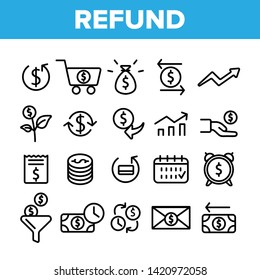 Refund Epayment System Vector Linear Icons Stock Vector (Royalty Free ...