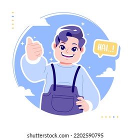 Regards Gesture Cute Boy Cartoon Character Stock Vector (Royalty Free ...