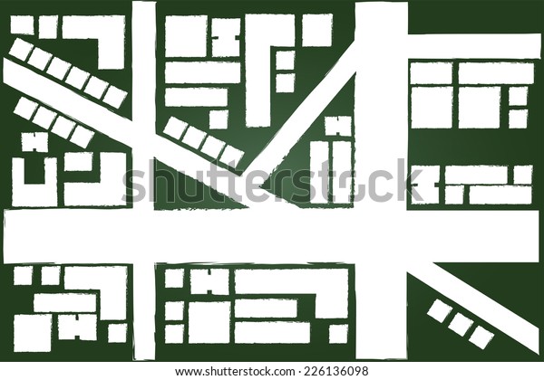 Regional City Map Drawing On Green Stock Vector (Royalty Free ...