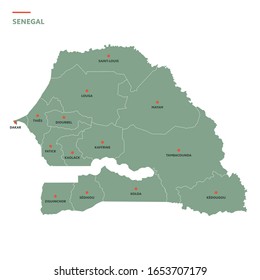 Regions Administrative Map Senegal Stock Vector (Royalty Free) 1653707179