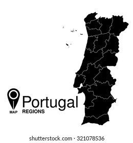 Regions Map Portugal Portugal Stock Vector (Royalty Free) 321078536 ...