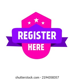Register Here Banner Template Modern Style Stock Vector (Royalty Free ...