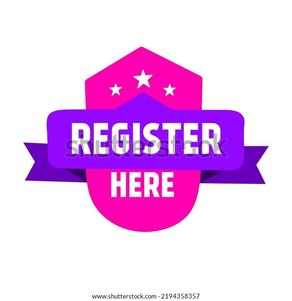 Register Here Banner Template Modern Style Stock Vector (Royalty Free ...