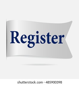 Register Label Silver Ribbon Badge Illustration Stock Vector (Royalty ...