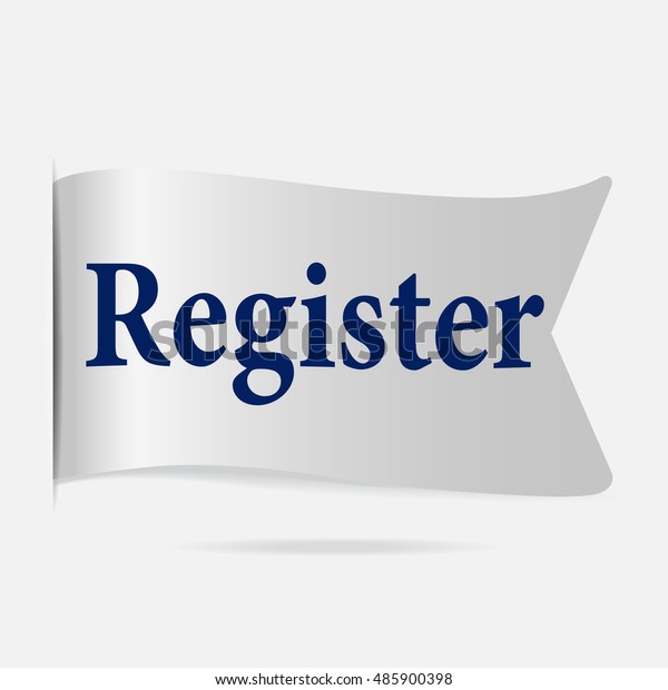 Register Label Silver Ribbon Badge Illustration Stock Vector (Royalty ...