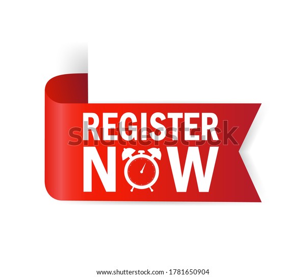Register Now Banner Design Ribbon Banner Stock Vector (Royalty Free ...
