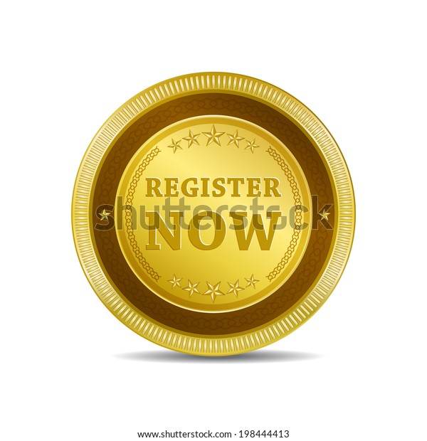 Register Now Glossy Shiny Circular Vector: vector de stock (libre de ...