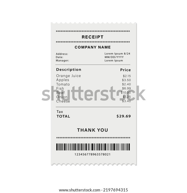 Register Sale Receipt Isolated On White Stock Vector (Royalty Free ...