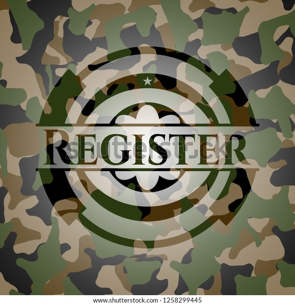 Register Written On Camo Texture Stock Vector (Royalty Free) 1258299445 ...
