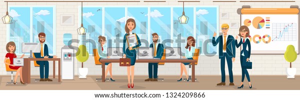 Registration Vector Flat Office People Registering Stock Vector ...