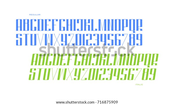 Regular Slanted Style Alphabet Letters Numbers Stock Vector (Royalty ...
