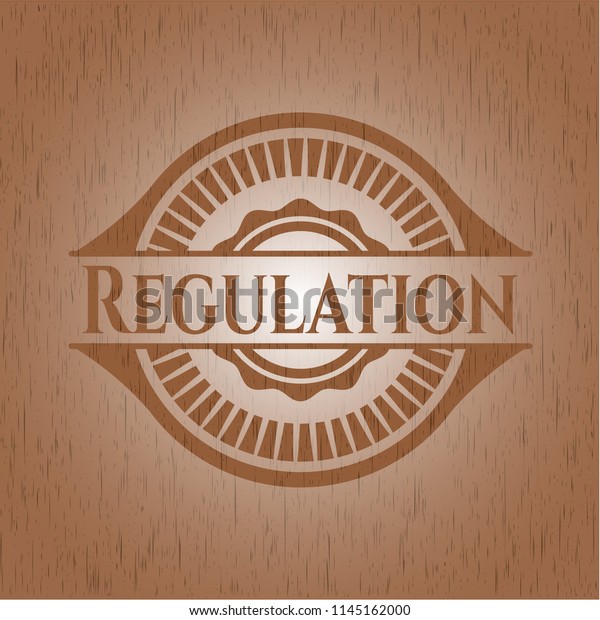 Regulation Badge Wooden Background Stock Vector (Royalty Free ...