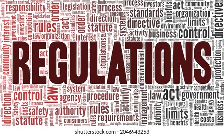 Regulations Vector Illustration Word Cloud Isolated Stock Vector ...