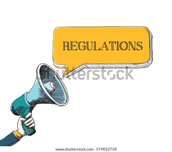 Regulations Word Speech Bubble Sketch Drawing: เวกเตอร์สต็อก (ปลอดค่า ...