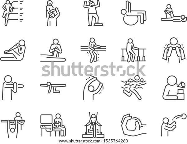 Rehabilitation Line Icon Set Included Icons Stock Vector (Royalty Free ... Rehabilitation Line Icon Set Included Icons Stock Vector (Royalty Free ...