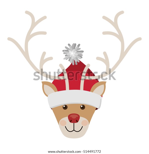 Reindeer Head Christmas Woolen Hat Red Stock Vector (Royalty Free ...