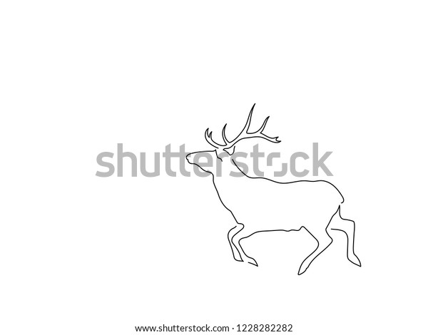 Reindeer Isolated Line Drawing Vector Illustration Stock Vector ...