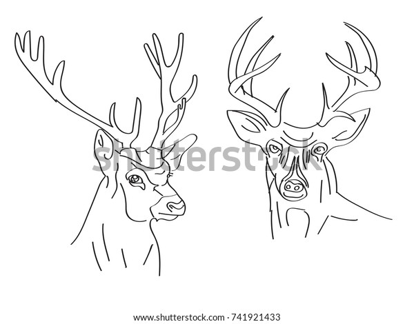 Reindeer Poses Line Art Stock Vector (Royalty Free) 741921433 ...