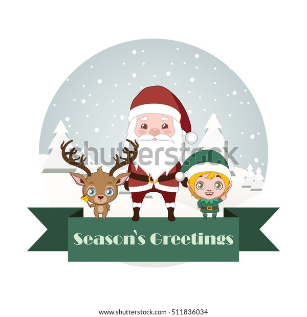 Reindeer Santa Elf Helper Christmas Greeting: vector de stock (libre de ...