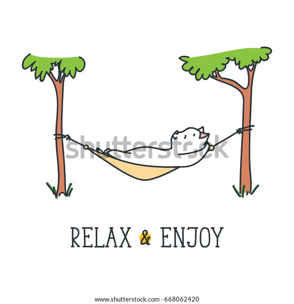 Relax Enjoy Doodle Vector Illustration Funny : image vectorielle de ...